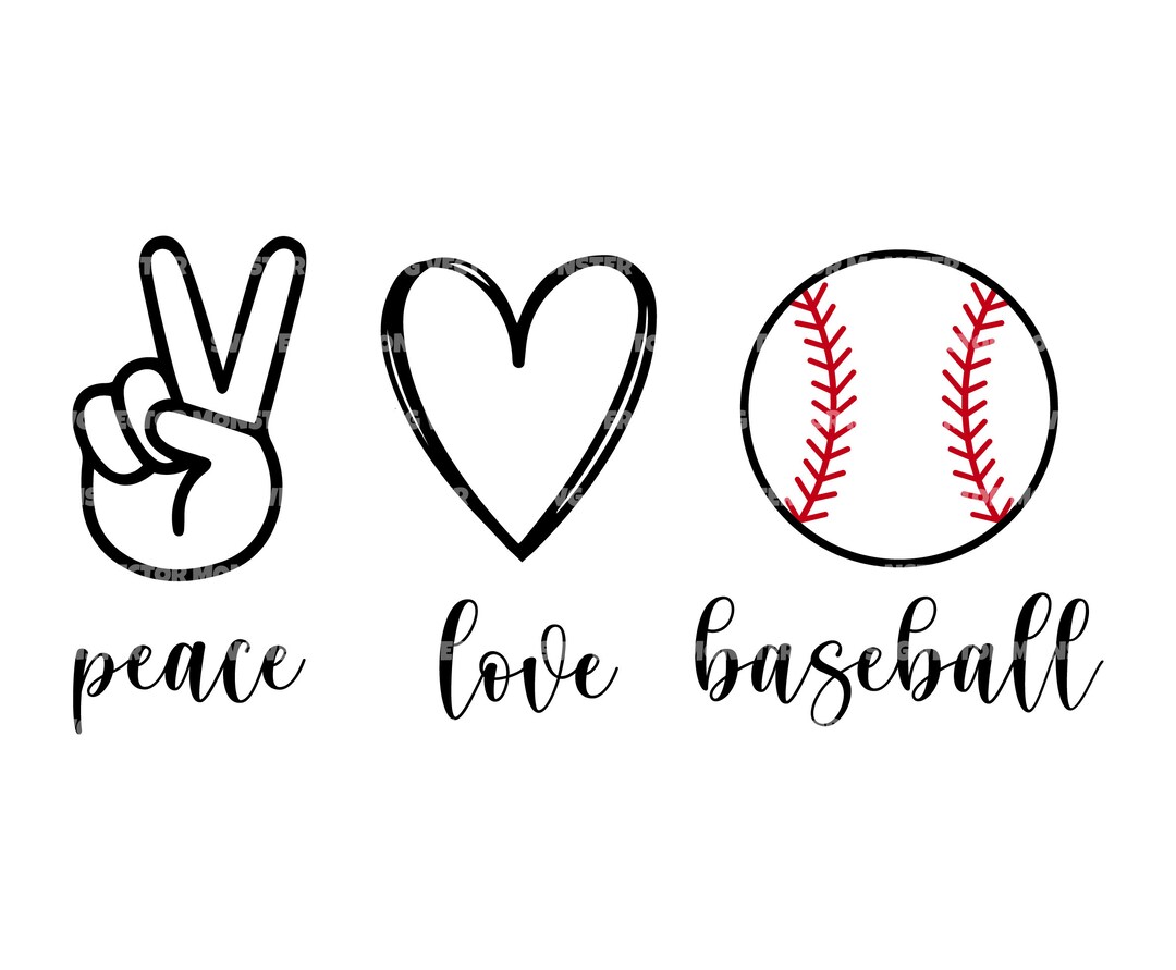 Peace, Love, Baseball Svg. Vector Cut File for Cricut, Silhouette, Pdf ...