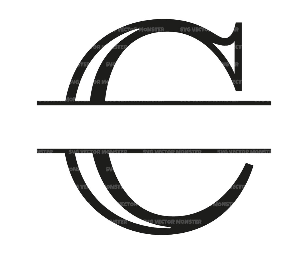 C Letter Split Name Monogram Svg, Alphabet Split Name Frame, Split Font ...