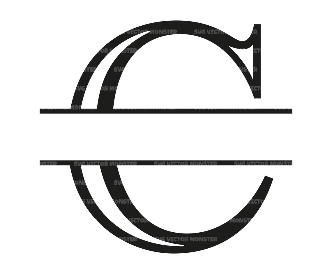 C Letter Split Name Monogram Svg, Alphabet Split Name Frame, Split Font ...
