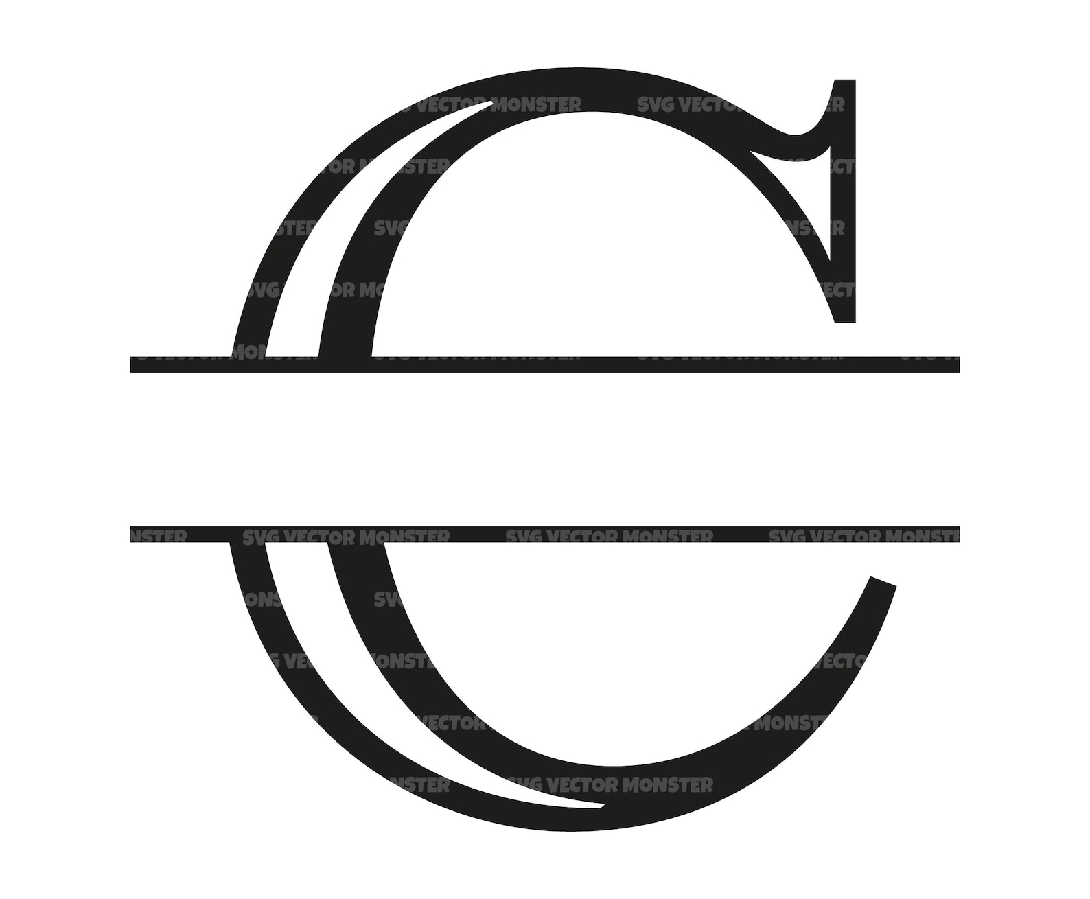 C Letter Split Name Monogram Svg, Alphabet Split Name Frame, Split Font ...