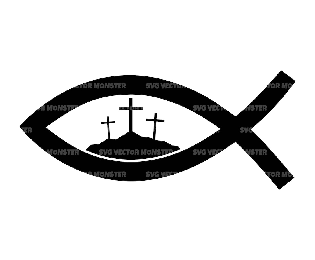 Christian Fish SVG, Calvary Crosses Svg, Jesus Fish, God Fish, Crucifix ...