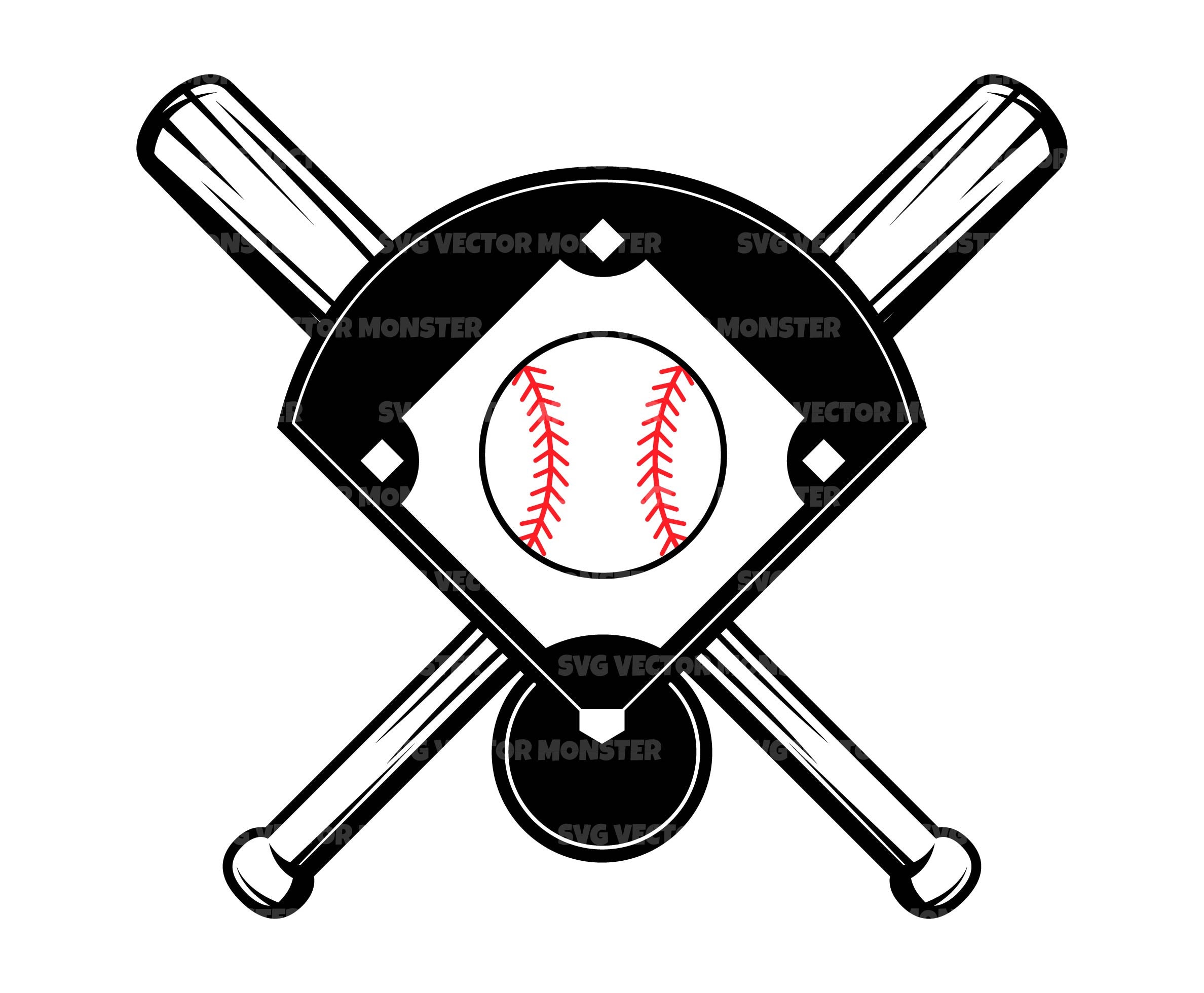 Baseball Diamond Field Svg Crossed Bats Svg Home Plate Svg - Etsy