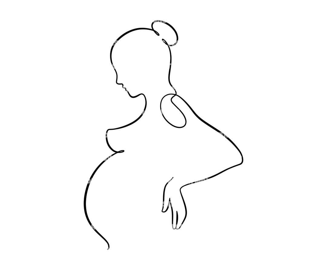 Line Art Pregnant Woman Svg Pregnancy Reveal Mom To Be New Mom