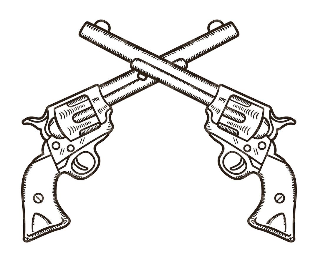 Crossed Pistols Svg. Crossed Guns Svg, Revolver. Vector Cut File for ...