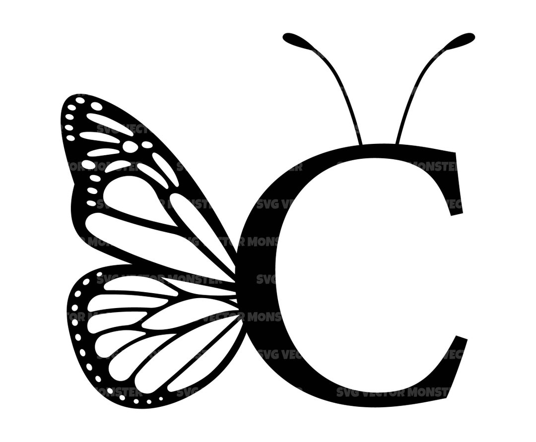 Butterfly Letter C Monogram Svg, Letter C Png, Butterfly Alphabet ...