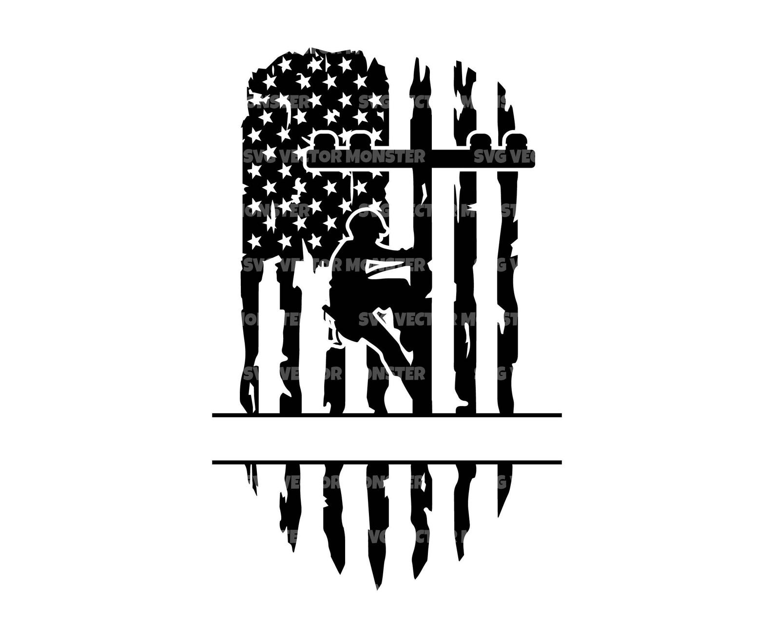 Lineman Svg, Distressed American Flag Monogram Svg, Power Pole ...