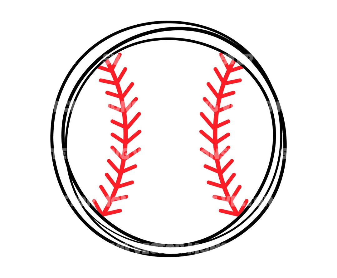 Baseball Scribble Circle Svg, Baseball Stitch, Doodle Baseball ...
