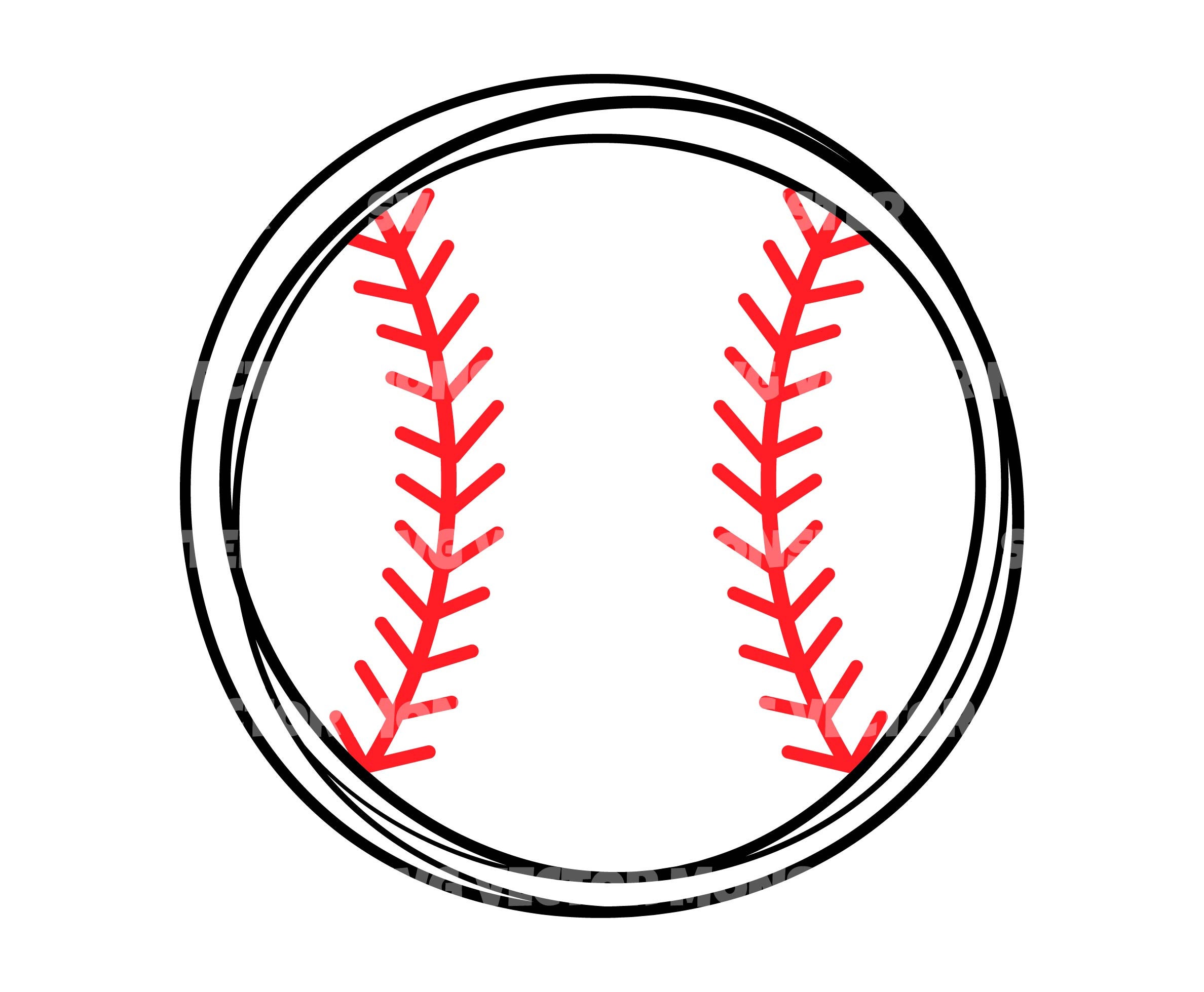 Baseball Scribble Circle Svg Baseball Stitch Doodle - Etsy