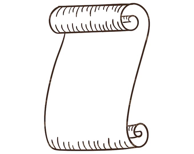 Paper Scroll Vector Clipart Set / Outline & Stamp Drawing Graphic ...