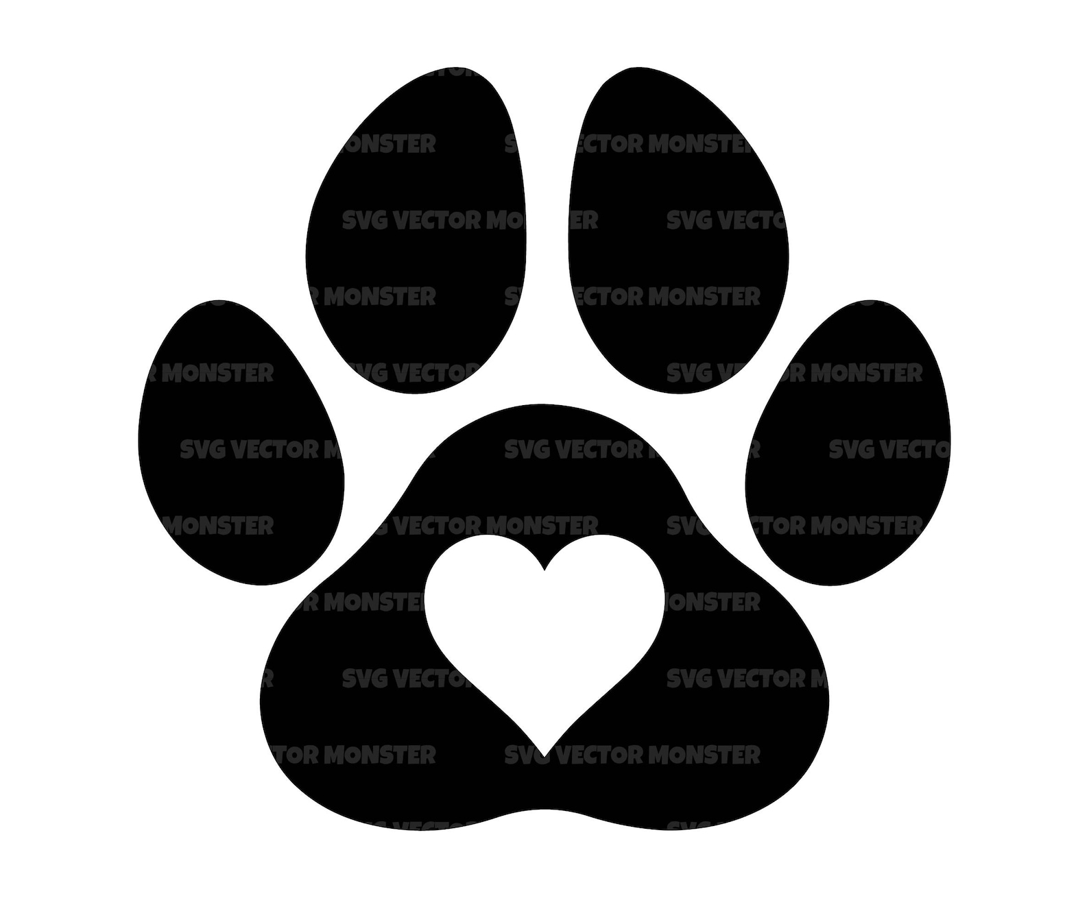 Heart Paw Print Svg, Dog Paw Print Svg, Dog Lover Svg. Vector Cut File ...