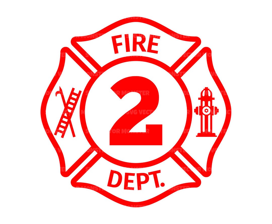 Two Svg, Fire Department Fire Badge Svg, Second Birthday, Fire Fighter ...
