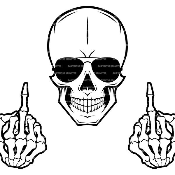 Buy Skull With Middle Finger Decal Online In India - Etsy India