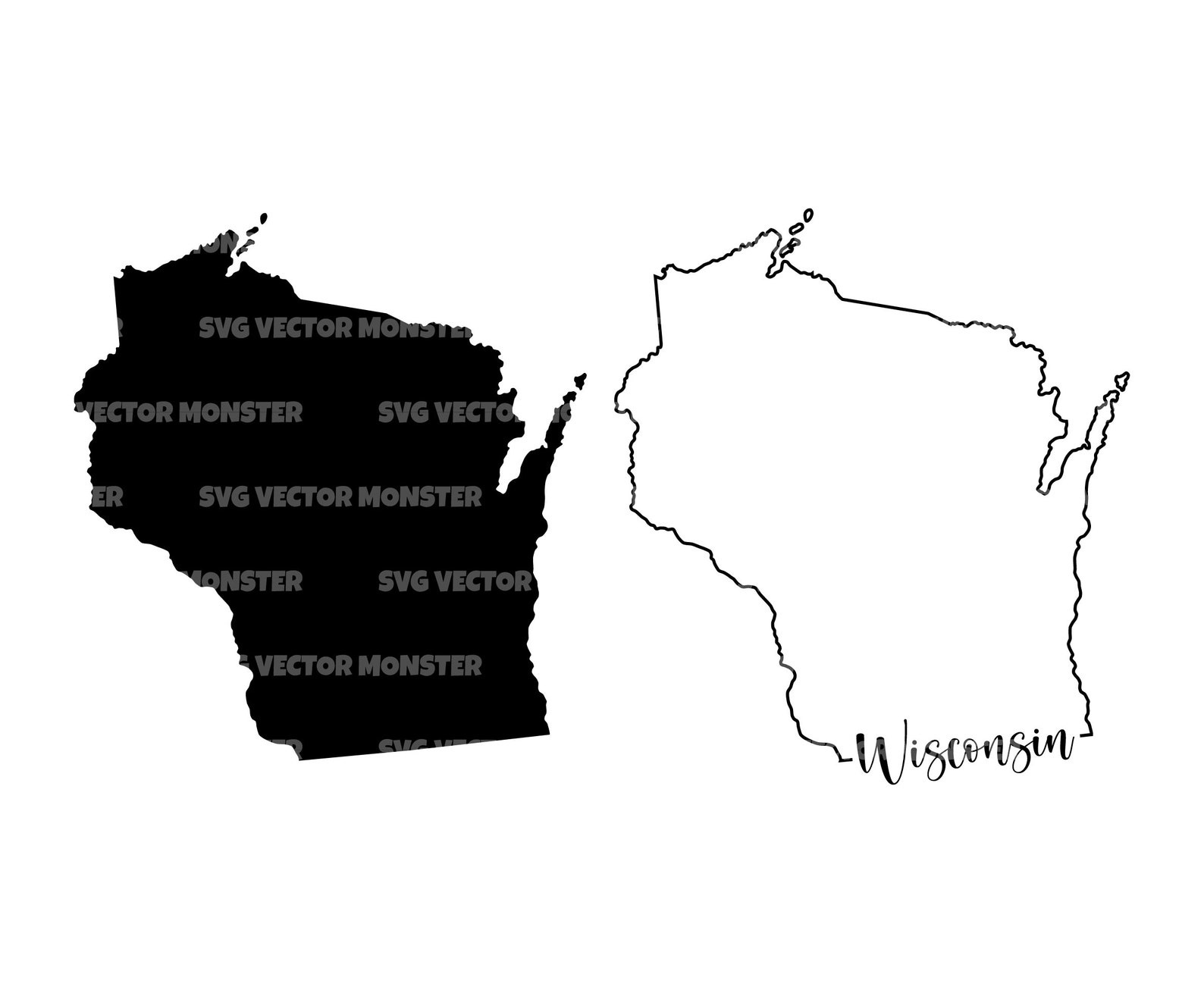 Wisconsin Map Svg Wisconsin State Svg. Vector Cut File for - Etsy