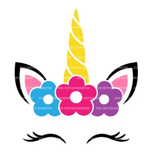 Unicorn With Eyelashes Svg, Unicorn Face Svg, Unicorn Head Svg. Vector ...