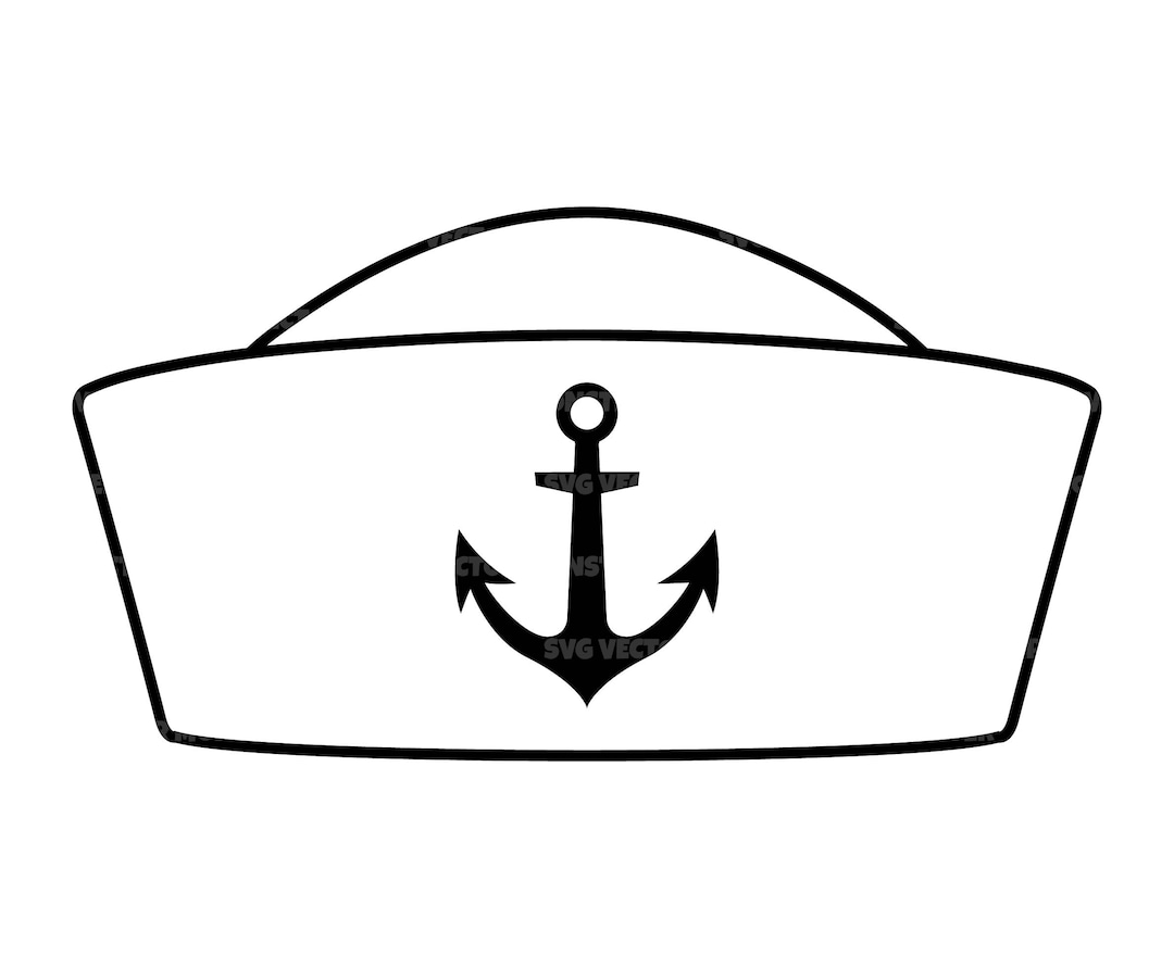 Sailor Hat Svg, Nautical Hat, Navy Hat, Ship Anchor, Boat Hat, Ship Hat ...