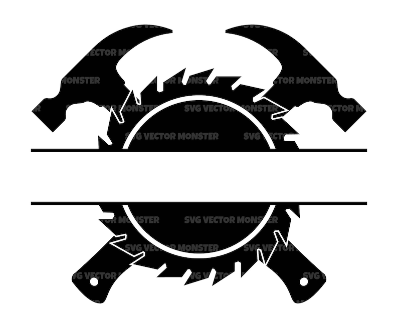 Saw Blade Split Monogram Svg, Crossed Hammers Svg, Logger, Lumberjack ...