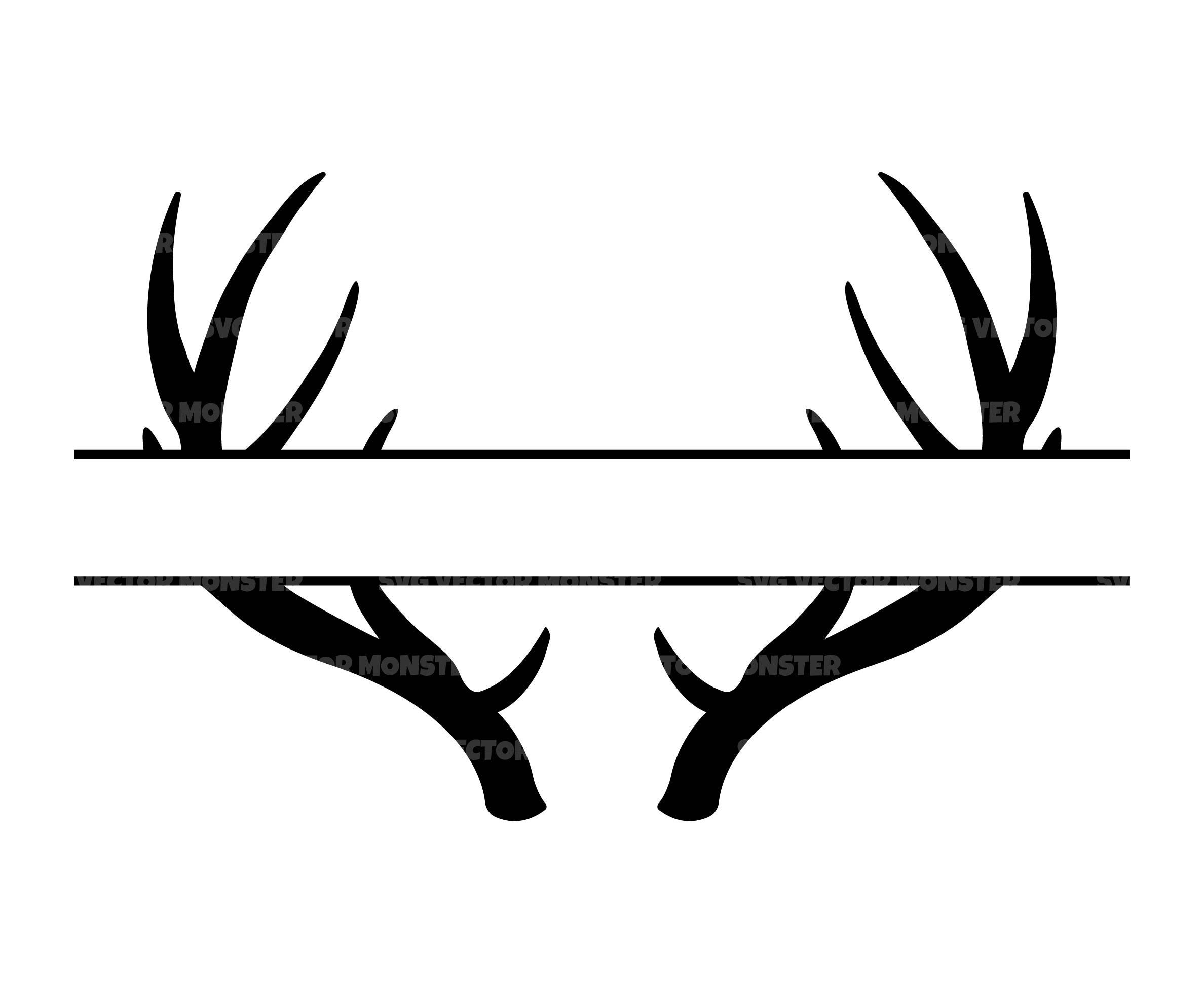 Antler Monogram Svg Deer Antlers Svg Split Name Frame Svg Etsy Uk