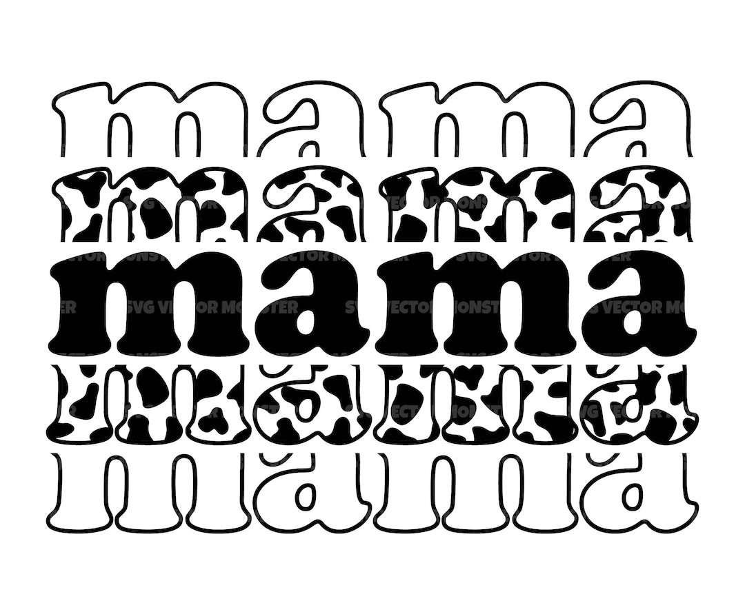 Stacked Cow Mama Svg, Cow Print Svg, Retro Mother T-shirt, Mom Life ...