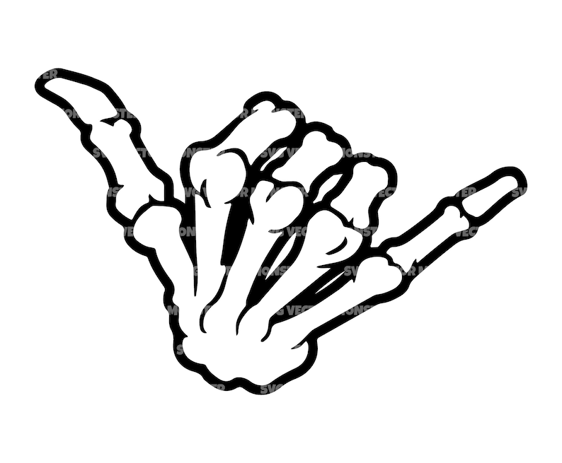 Shaka Skeleton Hand Sign Svg, Shaka Patch, Shaka Sticker. Vector Cut ...