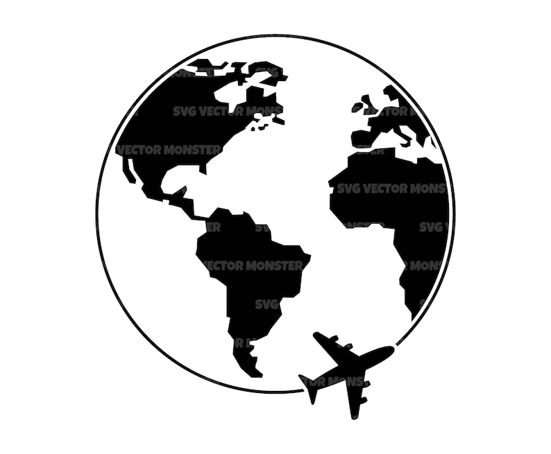 Airplane Svg, World Travel Svg, Earth Trip, Wanderlust, Fly Around ...