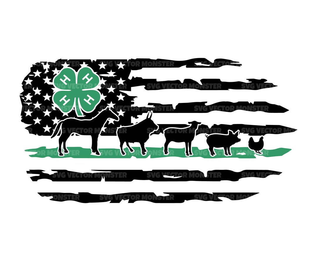 4H Clover Svg, 4-H Clover Png, US American Flag, Green Four Leaf Clover ...