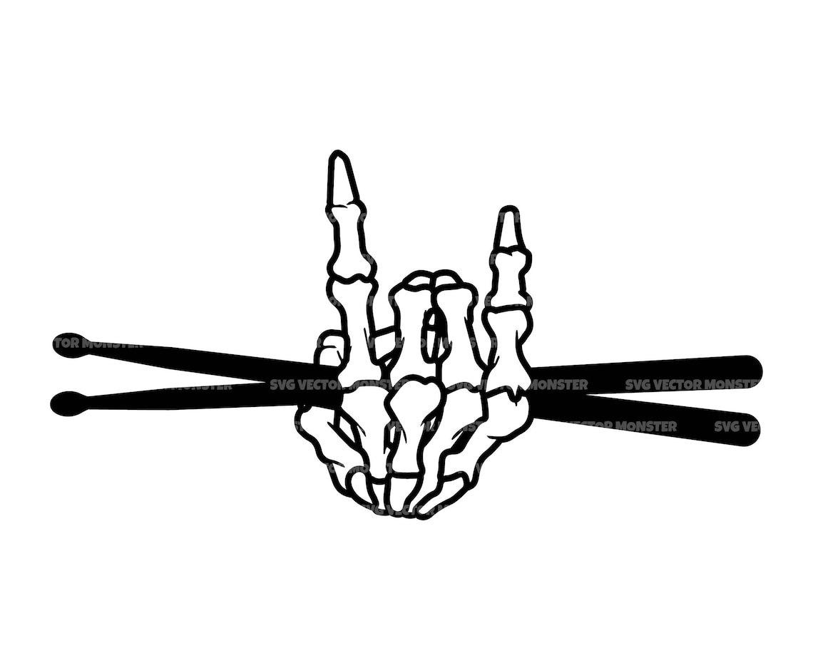 Skeleton Rock Horns Svg Drumsticks Svg Drummer Svg Devil | Etsy