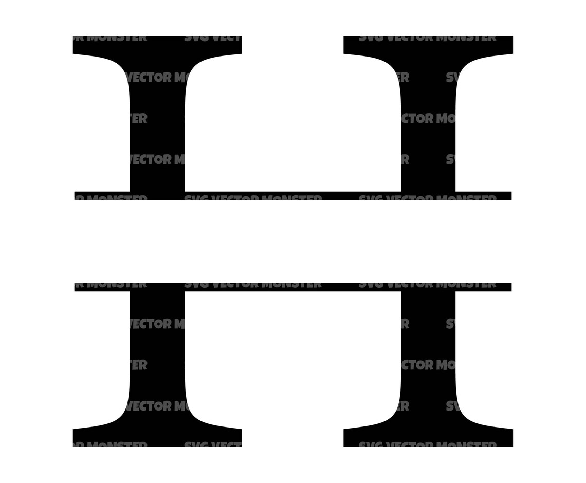 Uppercase H Letter Split Monogram Svg, Alphabet Split Name Frame, Split ...