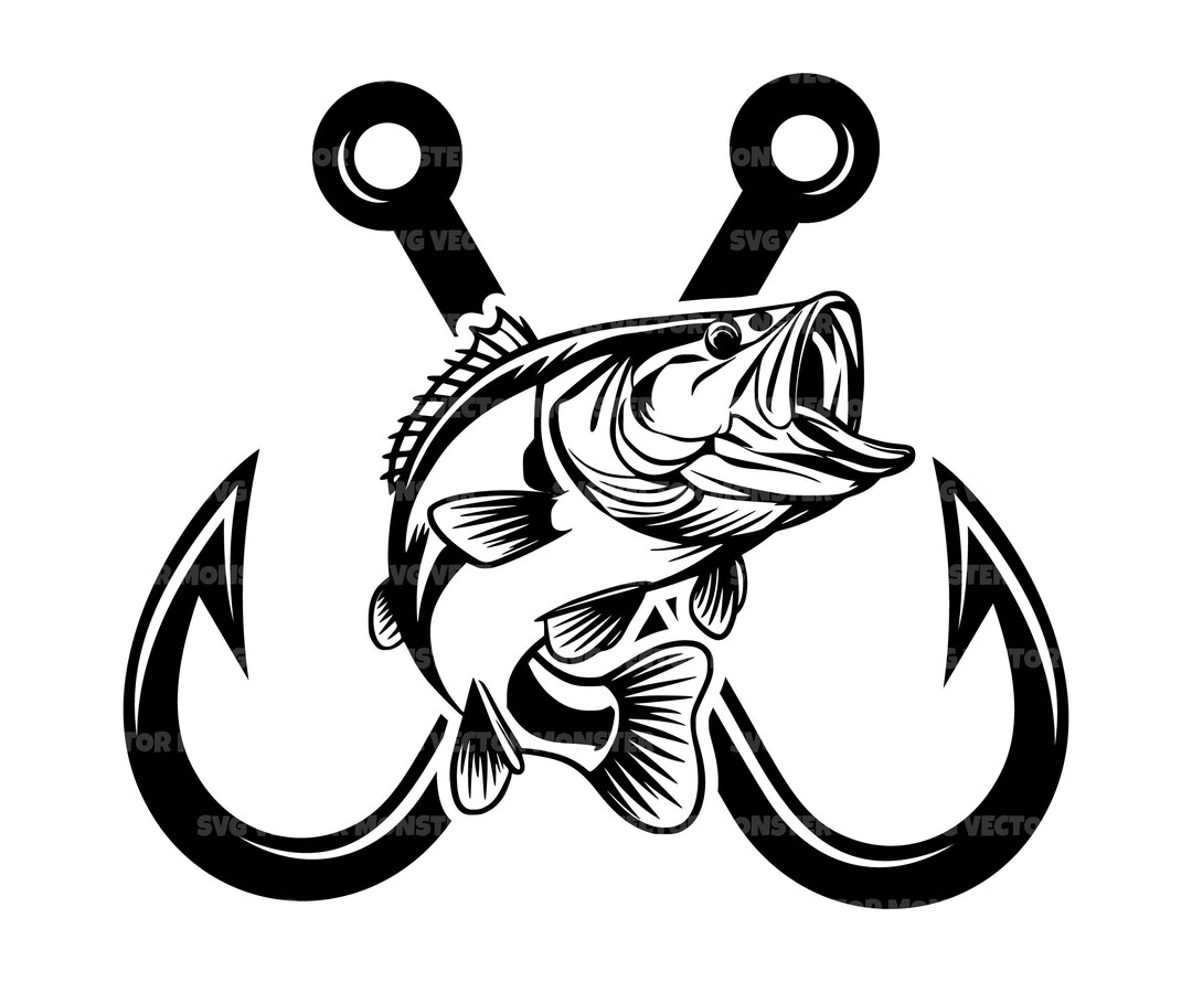 Crossed Fish Hooks Svg, Bass Fishing Svg, Fishing Hook Svg, Fisherman ...