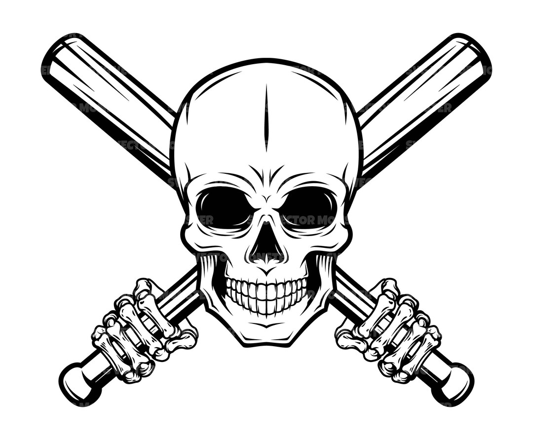 Baseball Skull Svg, Baseball Png, Crossed Baseball Bats, Baseball ...