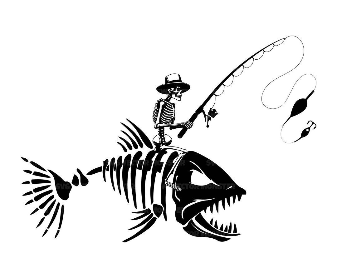 Skeleton Fish Svg, Fisherman Svg, Piranha Svg, Fish Bone. Vector Cut File Cricut, Silhouette ...