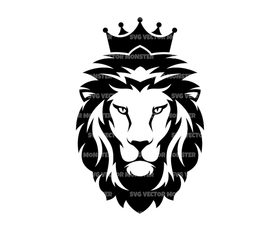Crowned Lion Svg, Lion With Crown, King of Jungle. Vector Cut File for ...