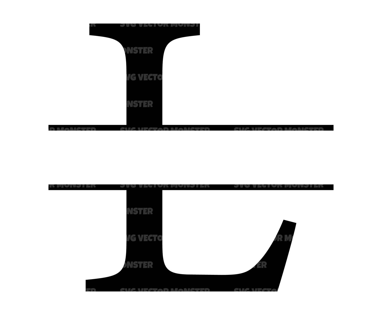 Uppercase L Letter Split Monogram Svg, Alphabet Split Name Frame, Split ...