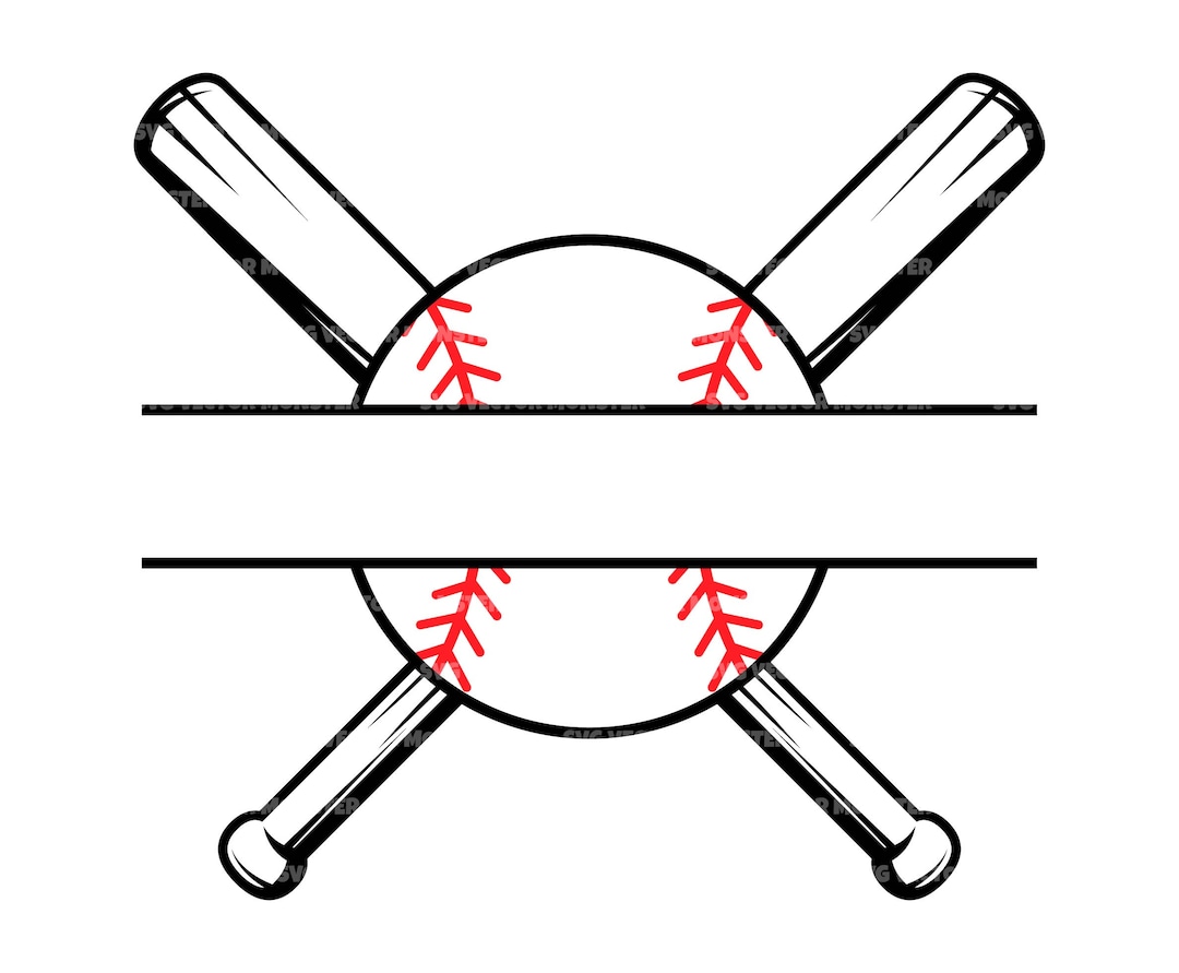Baseball Split Name Monogram Svg, Baseball Mom, Crossed Baseball Bats ...