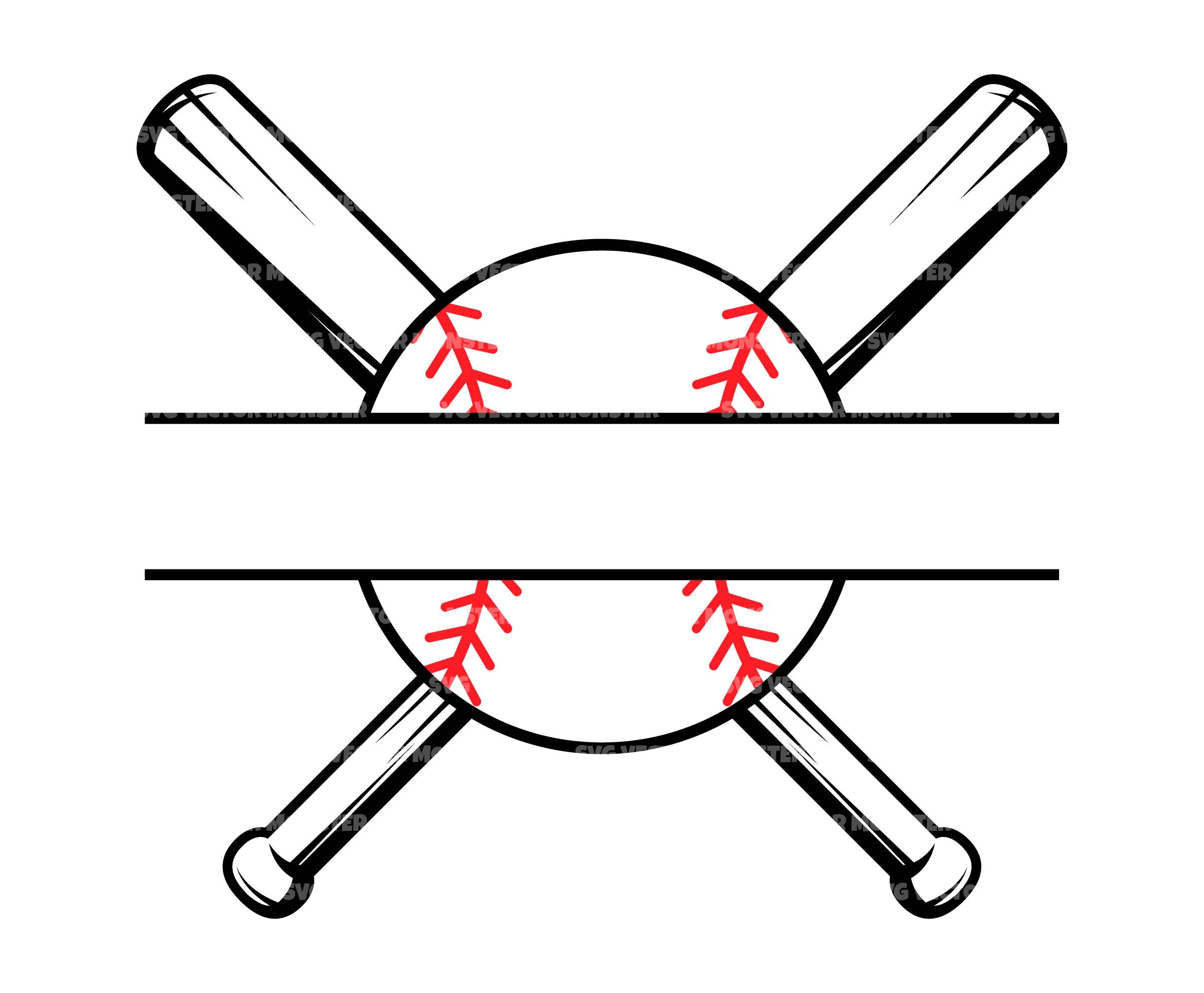 Baseball Split Name Monogram Svg Baseball Logo Crossed Etsy Canada