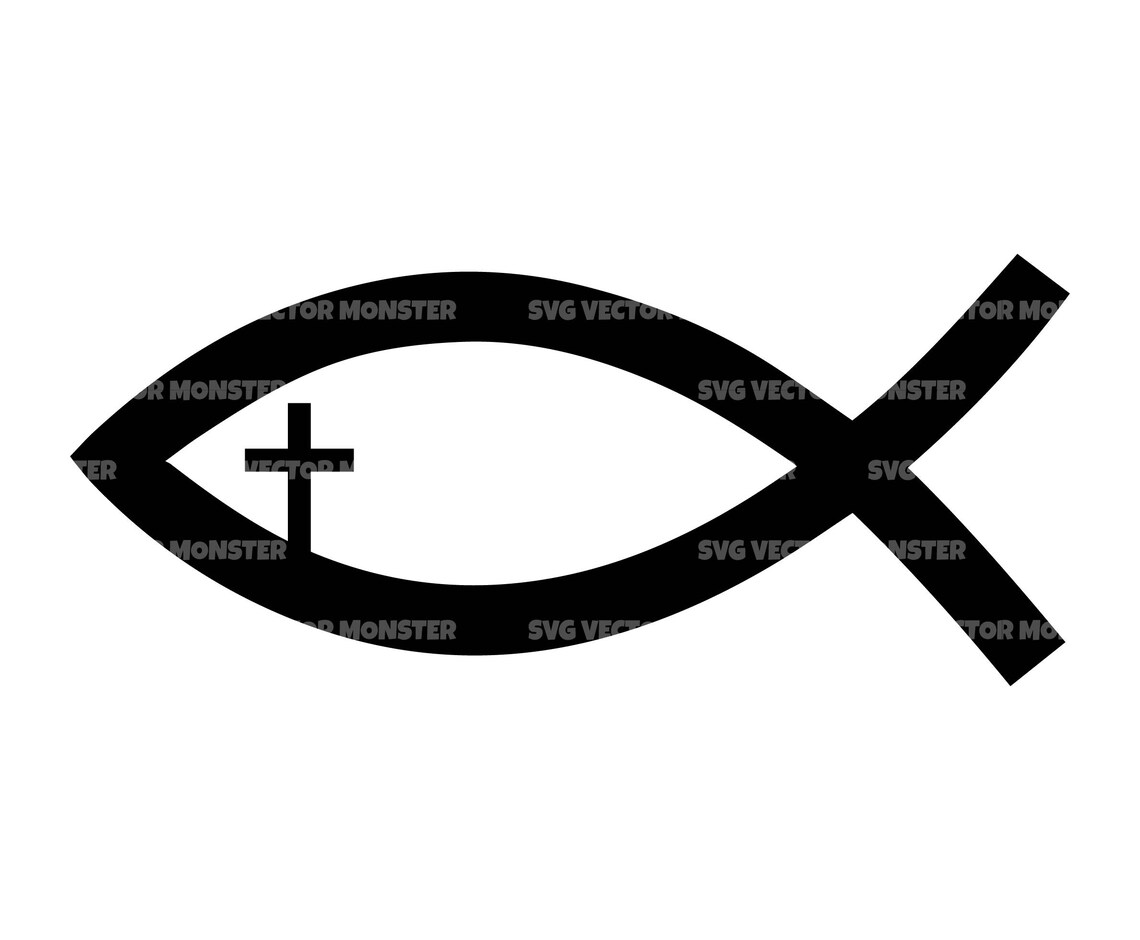 Christian Fish Svg, Cross Svg, Jesus Fish, God Fish, Crucifix, Catholic ...