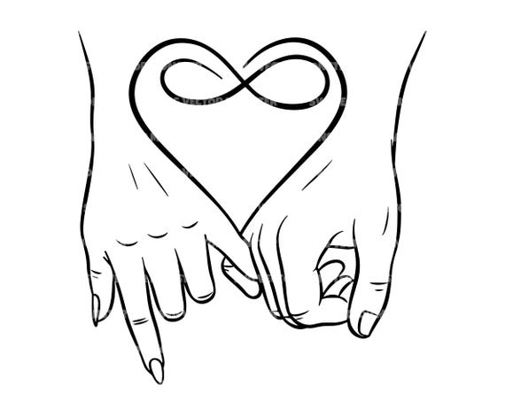 Silueta Vectorial De Manos Tomadas