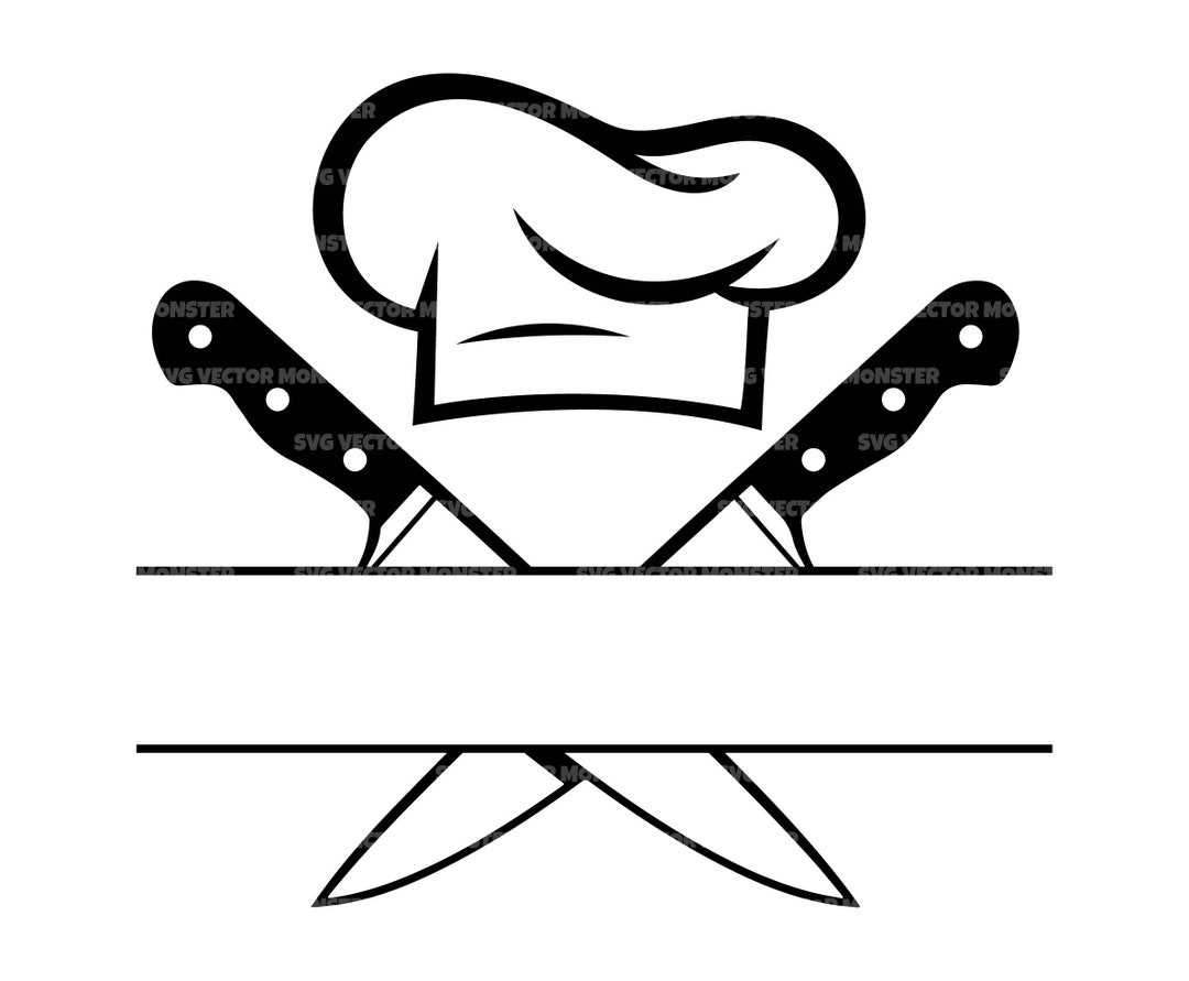 Chef Hat Monogram Svg, Cook Knife Svg, Chef Hat Svg Vector Cut File for ...