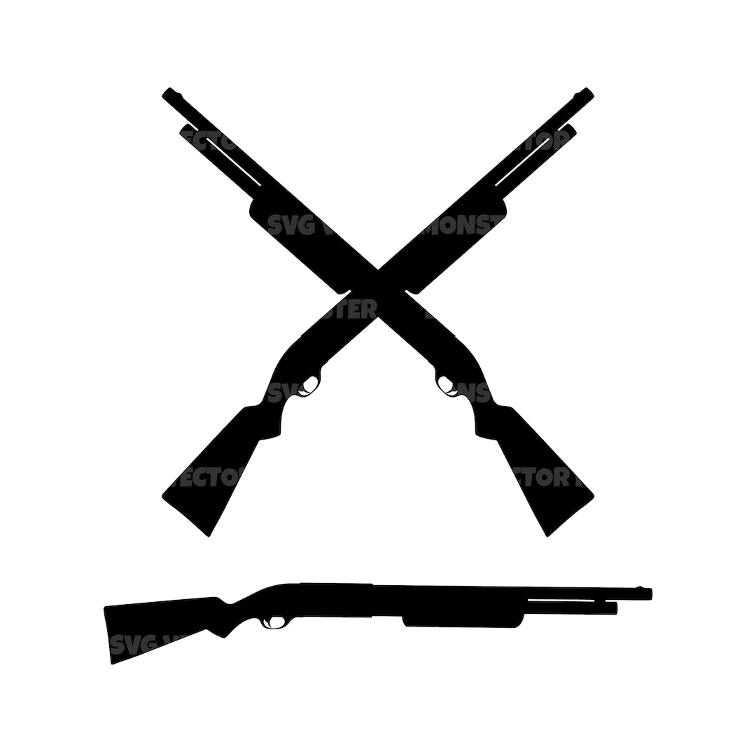 Crossed Shotgun Rifle Svg. Vector Cut File for Cricut, Silhouette, Pdf ...
