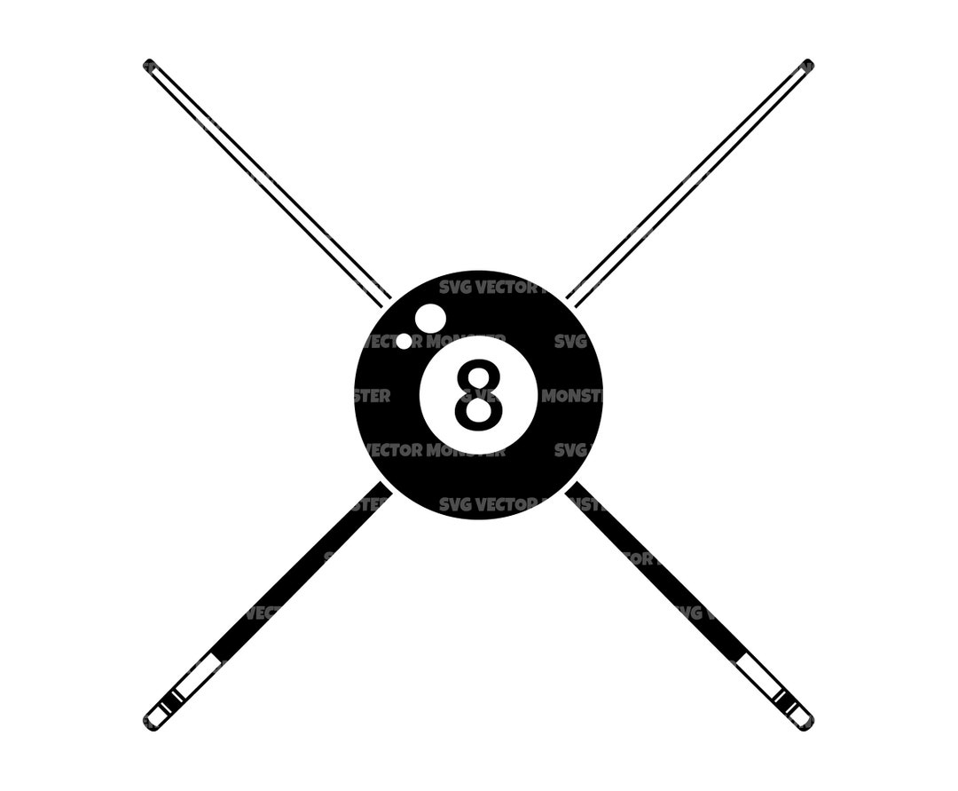 Crossed Cue Sticks Svg, Blackball Svg, Eight Ball, 8 Ball, Pool ...