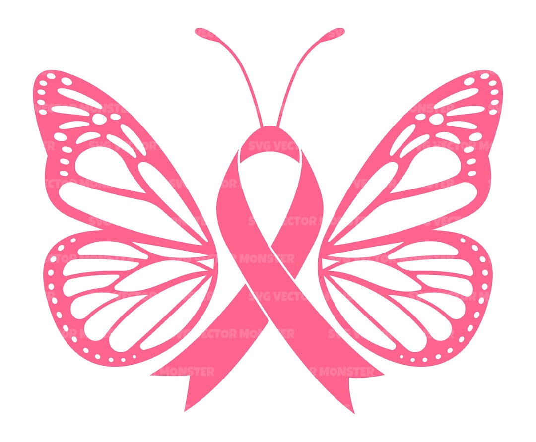 Pink Ribbon Butterfly Svg. Breast Cancer Awareness, Fight Cancer ...
