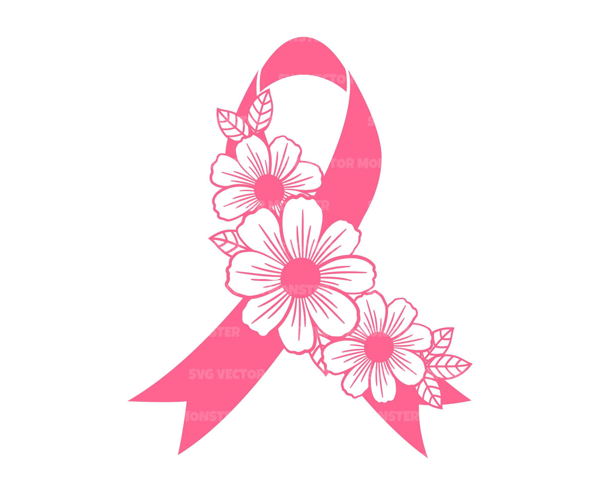 Floral Pink Ribbon Svg. Breast Cancer Awareness, Stron Women, Warrior ...
