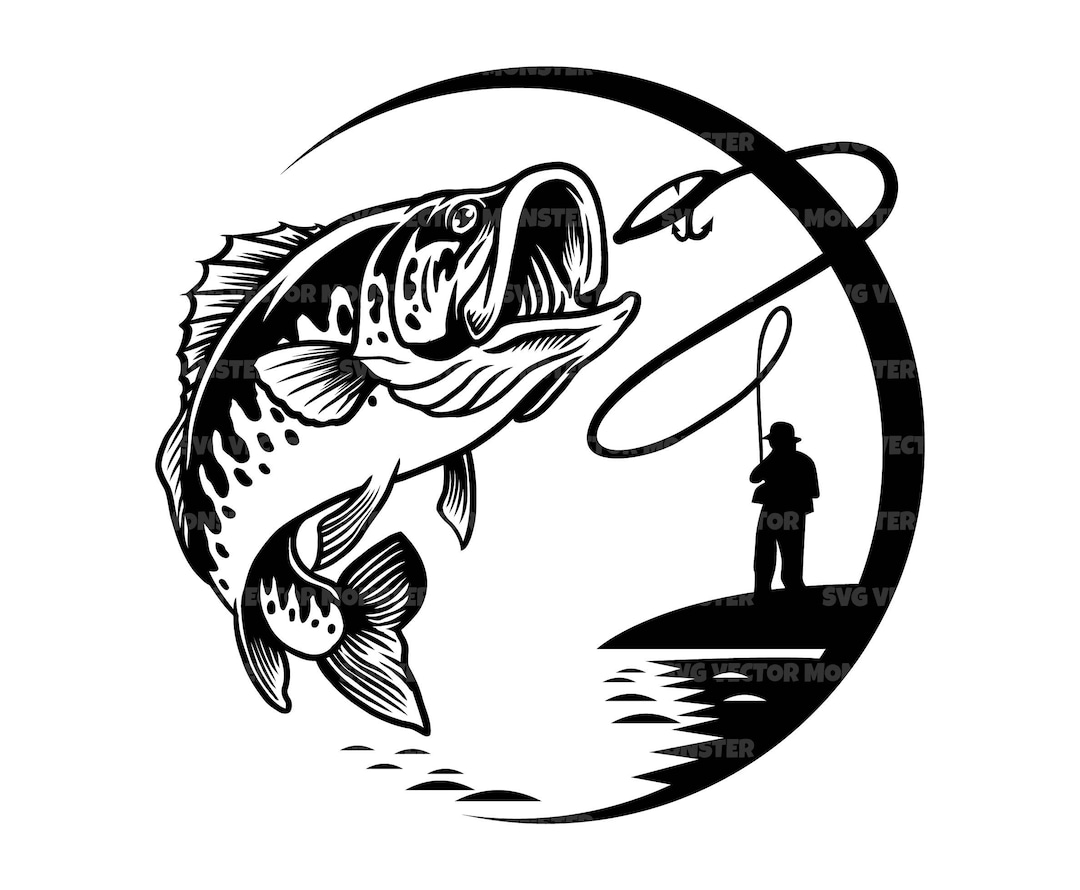 Bass Fishing Svg, Fishing Rod, Fishing Pole, Fisherman Dad Svg, Bass ...