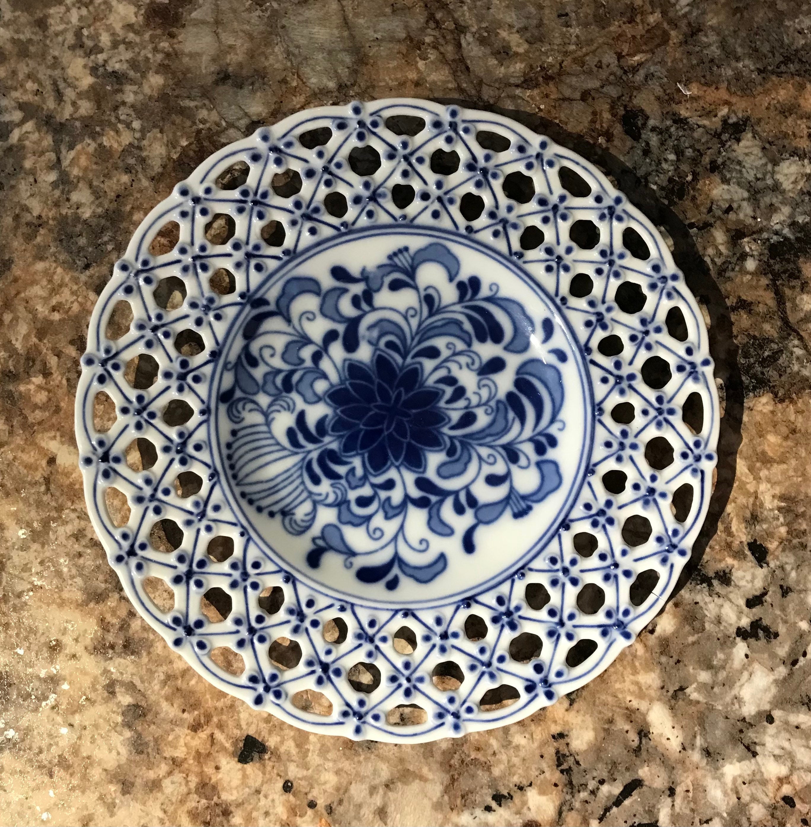 I. Godinger & Co. China Blue and White Dessert Plate With | Etsy