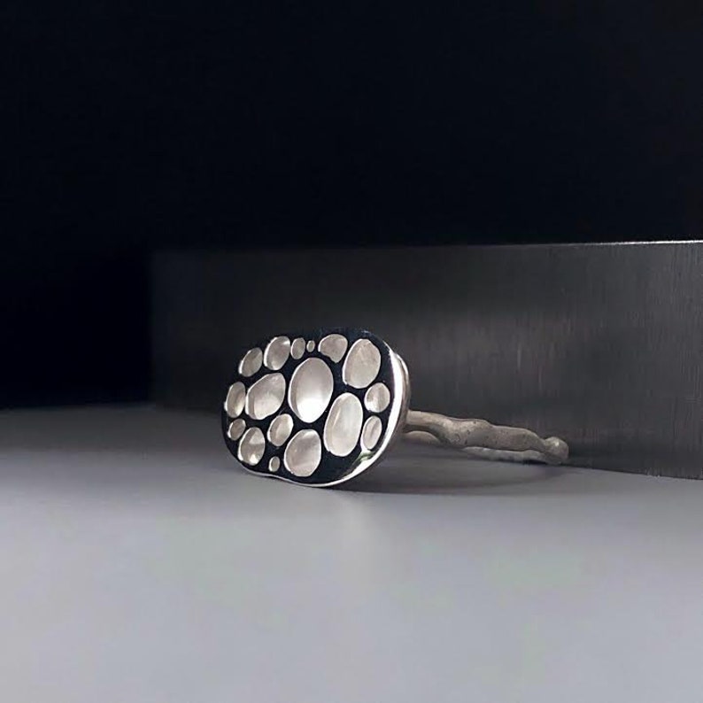 Small White Sterling Silver Seed Pod Ring, Hollow With Holes ...