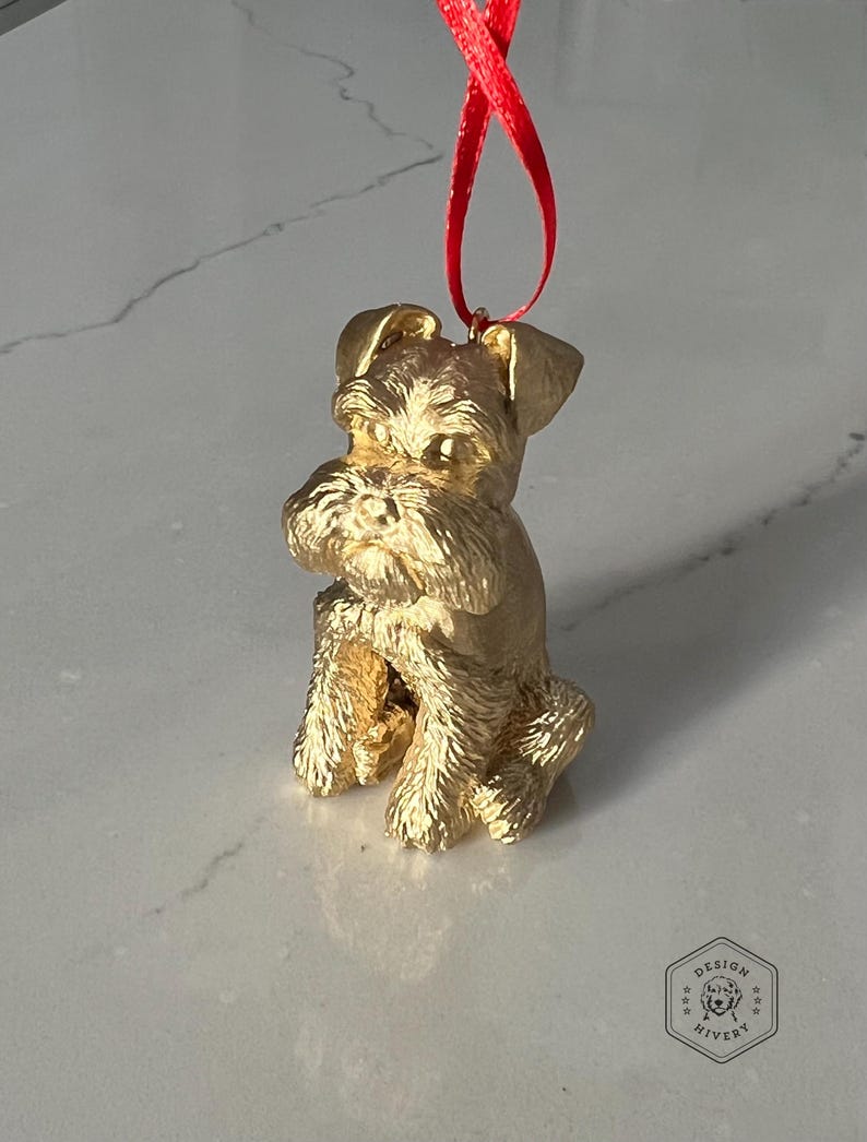 Mini Schnauzer Ornament: Personalize With Festive Scarf, Letter Charm ...