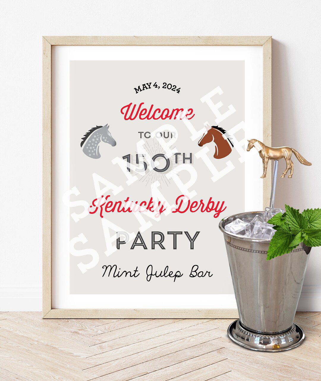 150th Kentucky Derby Welcome Sign, Personalize With Name, Mint Julep ...