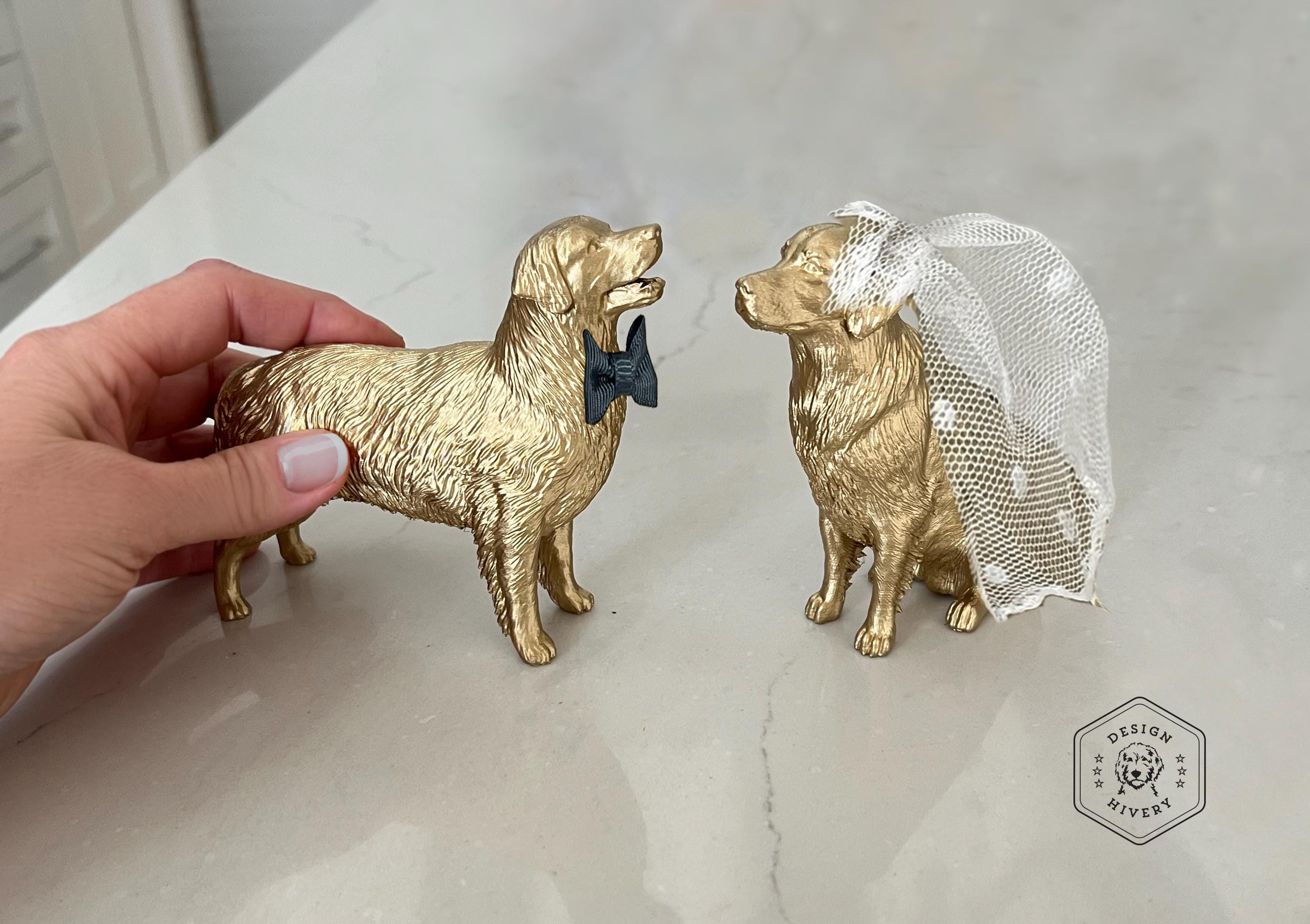 Golden Retriever Wedding Table Topper Set: Bride and Groom Figurines - Etsy