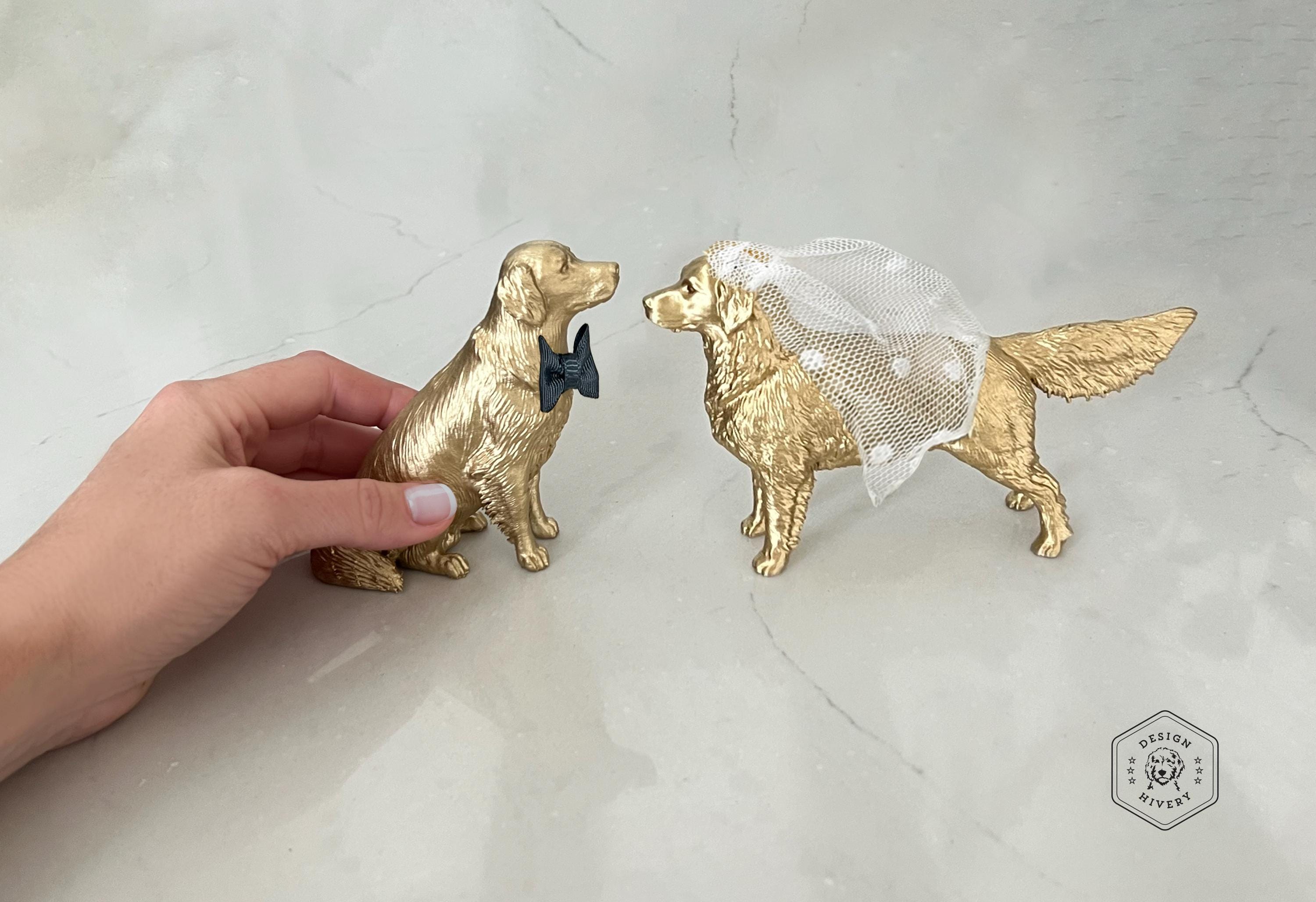Golden Retriever Wedding Table Topper Set: Bride and Groom Figurines - Etsy