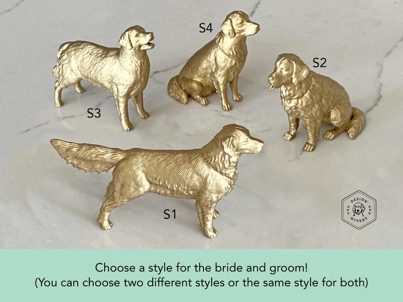 Golden Retriever Wedding Table Topper Set: Bride and Groom Figurines - Etsy