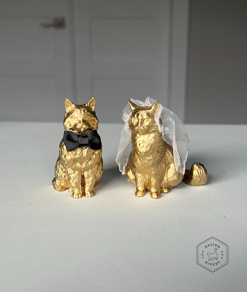 Cat Cake Toppers, 11 Cat Styles, Long-hair and Short-hair Cats, Bride ...